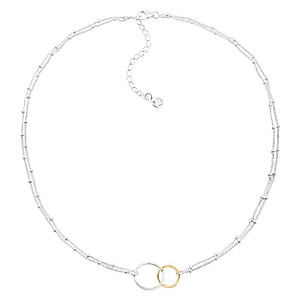 Silpada 'Pagosa' Circle Linking Station Necklace in Sterling Silver and 14K Yellow Gold Plating, 16" + 2"