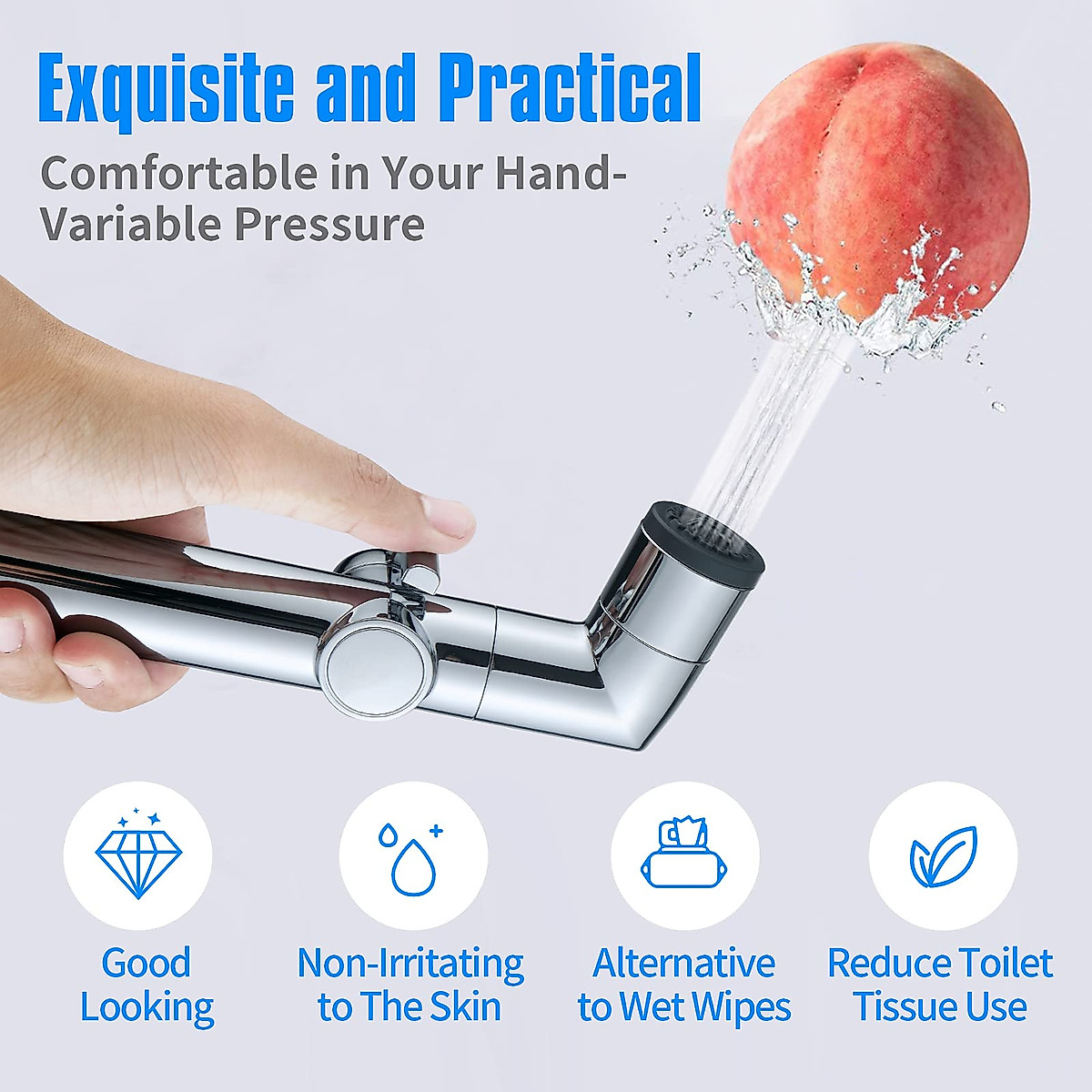 JONKEAN Muslim Shower, Water Pressure Control Toilet Bidet Sprayer, Multi-Function Diaper Sprayer for Toilet, Hand Held Bidet Set Sprayer with Hose, Bracket and T-Valve (Chrome)