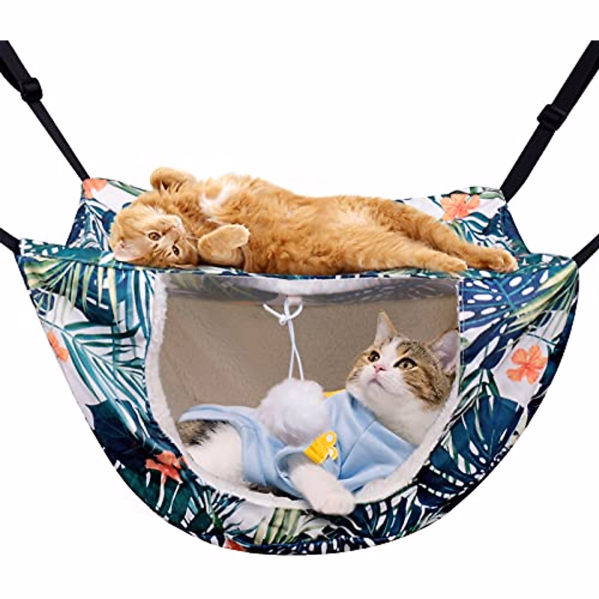 TIRTI Cat Cage Hammock, Double Layer Soft Plush Hanging Pet Bed, Suitable for Indoor Cats Kitten Ferret Hamster Rabbit or Small Animals, 2 Level Comfortable Hammock Bed for Spring/Summer/Winter