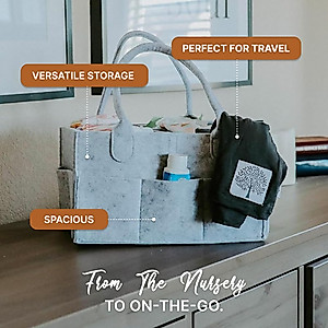 Parker Baby Diaper Caddy - Nursery Storage Bin and Car Organizer for Diapers and Baby Wipes - Grey