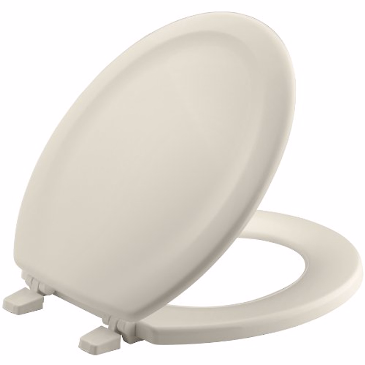 KOHLER 4648-47 Stonewood Toilet Seat Round,Wood Toilet Seat, Round Toilet Seats for Standard Toilets, Toilet Lid with Color-Matched Plastic Hinges, Almond