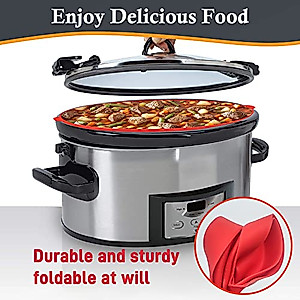 Silicone Slow Cooker Liners Fit Crock-Pot 7-8 Quart Oval Silicone Crockpot Liner,Food-Grade Material,Reusable & Leak proof Dishwasher Safe Cooking Liner for 7 Quart Crock Pot. (BLACK)