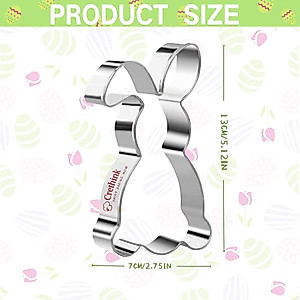 Crethinkaty Easter Cookie Cutter-1 Pcs Bunny Shaped Stainless Steel Cookie Cutter,Rabbit Cookie Mold for Easter.