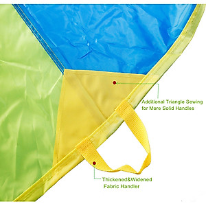Sonyabecca Parachute, Play Parachute 16ft with 12 Handles for Kids Cooperation Group Play