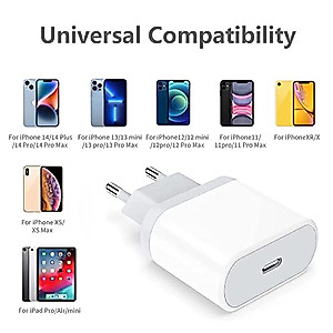 Anigaduo 20W USB C Fast European Plug Adapter for iPhone 14/14 Pro/14 Pro Max/14 Plus/13/12, AirPods, Pad, USBC Charger Cube Travel Charging Power Block for Europe EU Euro Spain Italy France Germany