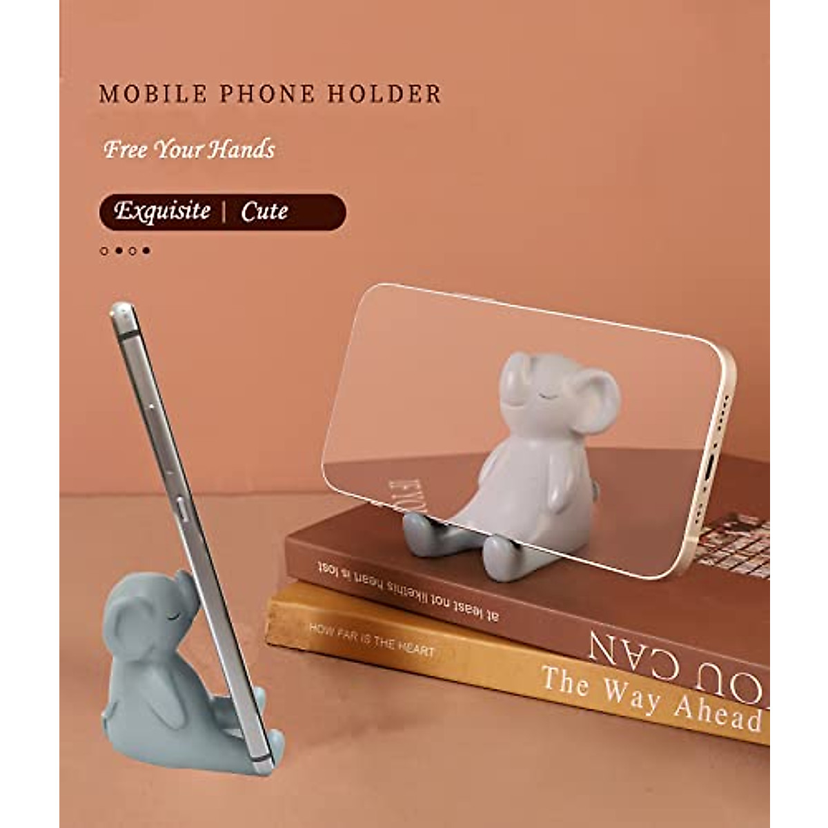 Homewy Cute Phone Stand for Desk, Mini Portable Elephant Smartphone Holder for Table and Nightstand, Kawaii Animal Phone Mount Holder foriPhone, Huawei,Samsung, Xiaomi, Home Decoration