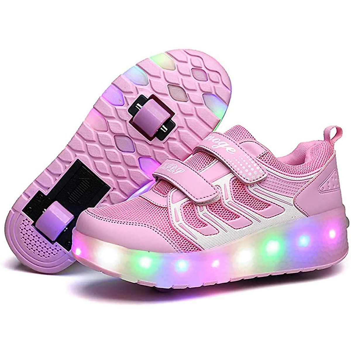 Child Roller Skates LED Sport Sneakers Rechargeable Roller Shoes for Boys Girls 10.5 M US Toddler