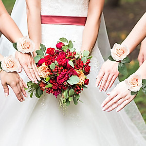 RONRONS 12 Pack Pearl Elastic Wristbands for Wedding Corsages, DIY Bridal Bracelets for Brides, Bridesmaids, and Special Events