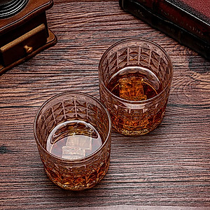 Whiskey Glasses Set of 2, 10.5 oz Old Fashioned Rocks Glass Whiskey Tumblers Home Bar Drinks Bourbon Scotch Lowball Glass, Rum, Whiskey Glassware and Cocktail Glasses(10.5OZ-2)