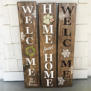 22PCS Large Letter Welcome Stencils for Painting on Wood - Vertical Welcome and Home Sweet Home Stencils - Farmhouse Stencils for Crafts Reusable - Ideal Stencil Templates for Wood Signs & Crafting