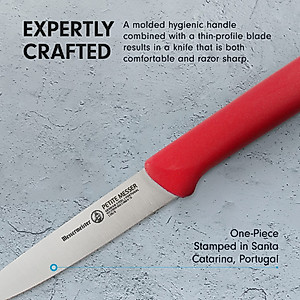 Messermeister Petite Messer 4” Spear Point Parer with Matching Sheath, Red - German 1.4116 Stainless Steel & Ergonomic Handle - Lightweight, Rust Resistant & Easy to Maintain