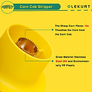 OLEKURT Corn Cob Stripper - Corn Peeler from Corn on the Cob | Quick Corn Kernels Corn on the Cob Ergonomic Remover Tool | with Bowl and Safety Handle [Yellow]