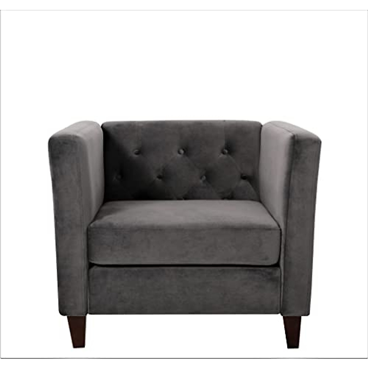 US Pride Furniture Modern Style Soft Elegant High Density Foam Cool Grey Velvet Button-Tufted 3 PC Living Room Set with Removable Cushion & Solid Wood Legs (S5708-5714) Sofas