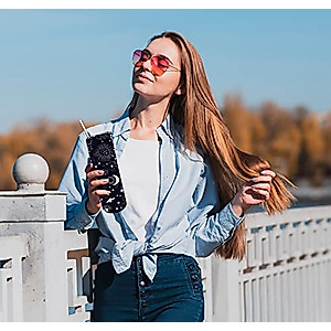 RNFENQS Goth Moon Skinny Tumblers with Lids and Straws, Halloween Black Vacuum Slim Coffee Mug 20 OZ for Men Women