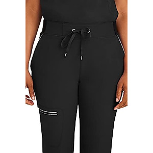 Healing Hands Womens Scrubs Pants 6 Pocket HH360 9151 Nisha Waistband Drawstring Premium Scrub Pant Athletic Design Black L