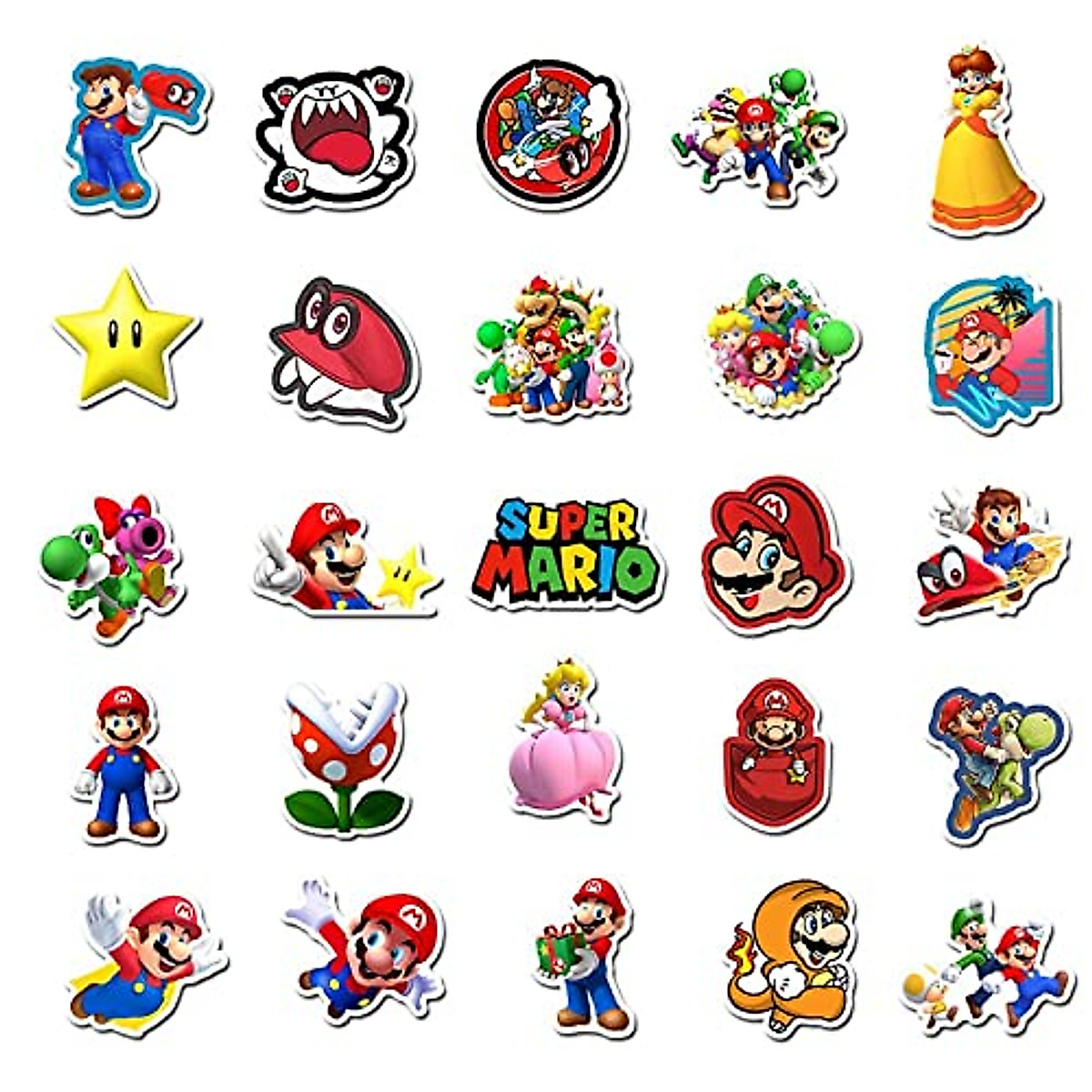 Super Mario Cartoon Waterproof Laptop Stickers Waterproof Water Bottles Skateboard Snowboard Car Bicycle Luggage Decal 50pcs Pack (Super Mario Bros)