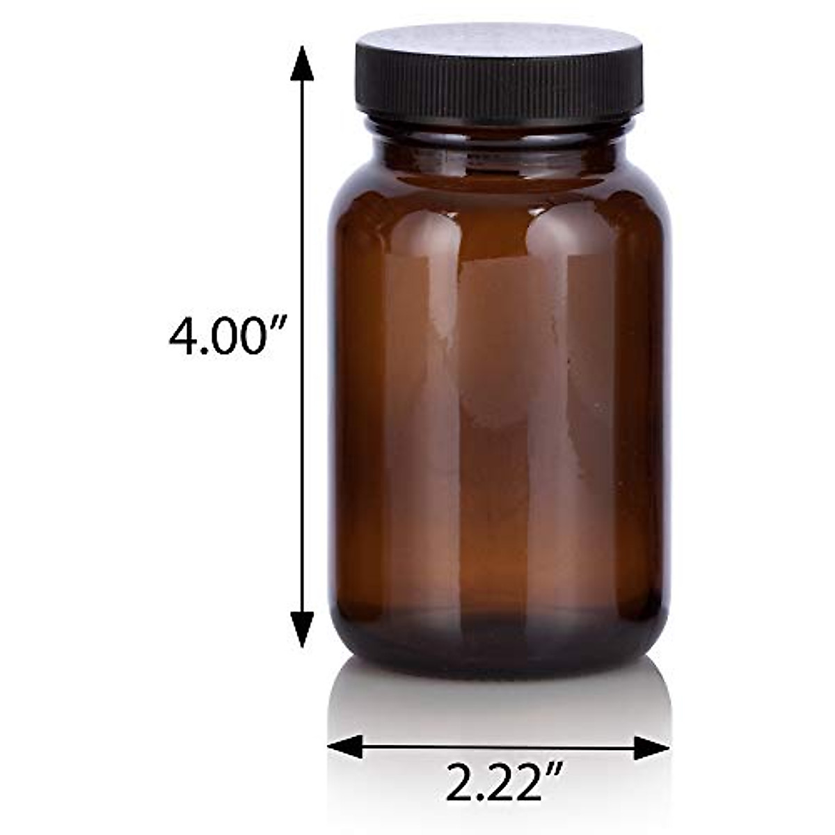 5 oz Amber Glass Packer Bottle with Black Ribbed Lid (6 pack)