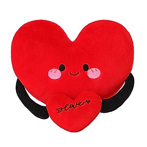 Finebee Red Heart Plush Toy Cute Heart Stuffed Animal Soft Pillow Plushies Kawaii Heart Shape Plushie Valentine's Day Gifts Birthday for Kids Lover Decor 8 inch