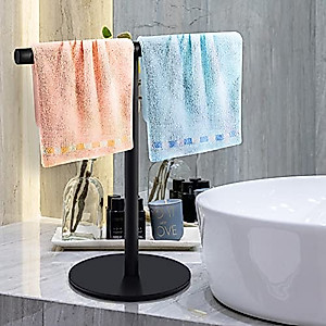 Mutclord T-Shape Hand Towel Holder - Free Standing Hand Towel Rack for Bathroom or Kitchen Countertops, with SUS304 Stainless Steel Matte Black Finish, Minimalist Style