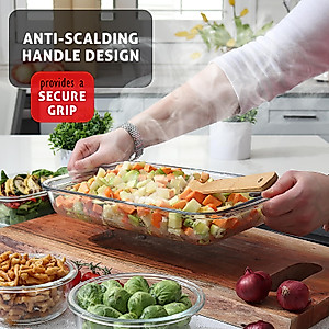 Eatex 4-Pack Glass Food Storage Containers with Lids, Baking Pans Set, Glass Baking Dishes for Oven | Leakproof Casserole Dish Lasagna Pan, Kitchen Serving Dishes| Oven Microwave Freezer Safe Bakeware