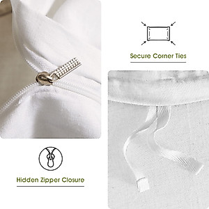 Grassix 100% Linen Duvet Cover King Size - Pure French Natural Linen Durable Comforter Cover for Hot Sleepers Stone Washed Cooling Moisture-Absorbing Duvet Cover with 2 Pillowcases