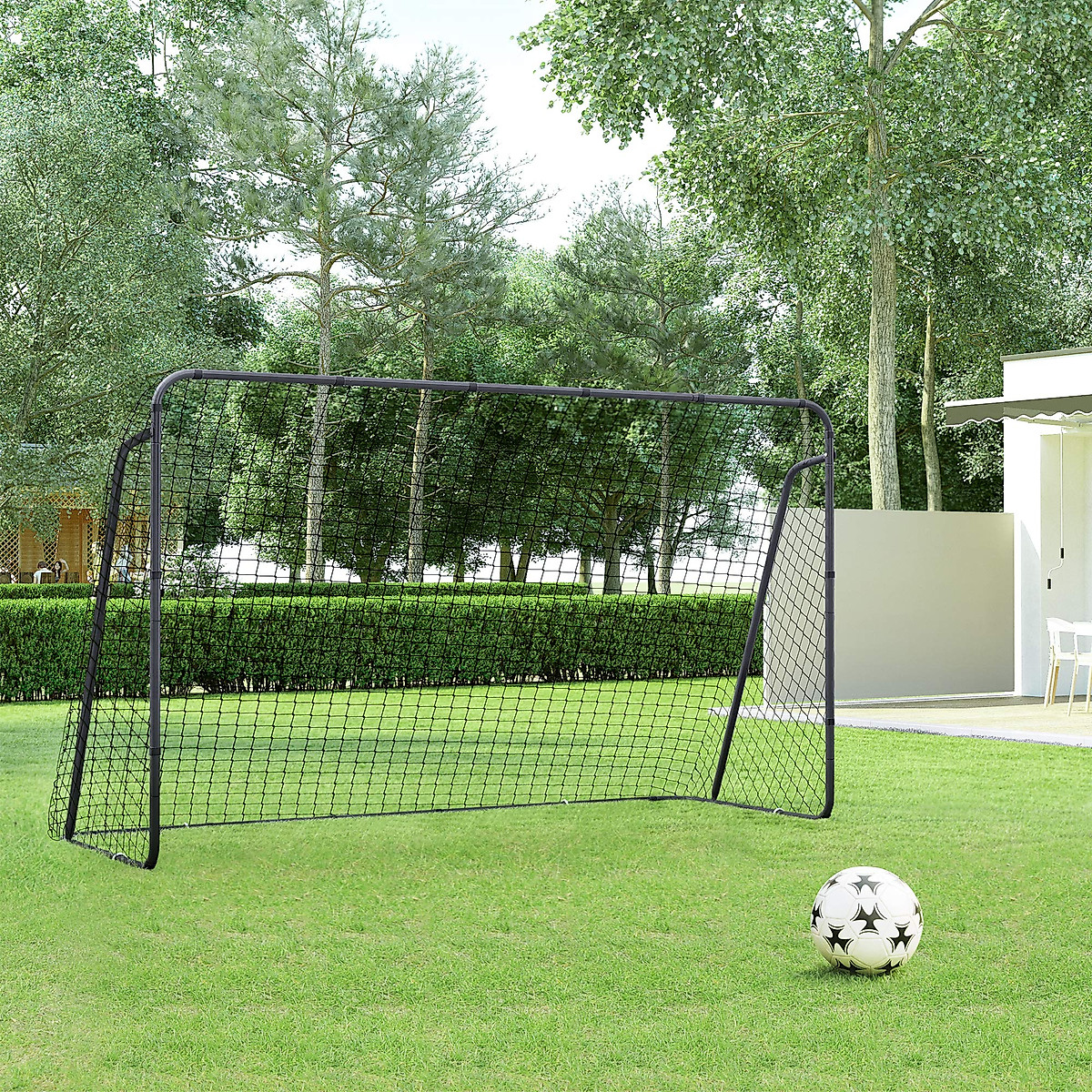 SONGMICS Children's Soccer Goal 12 x 6 Foot, in Garden, Courtyard, Park, Beach, Metal Pipes and PE Net, Quick Assembly, Black USZQ366B01V1