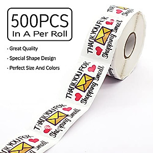Thank You for Shopping Small Stickers,Thank You Stickers,Handmade Stickers,Small Shop Stickers,Envelopes Stickers for Small Business, Online Retailers,Handmade Goods,500 Labels Per Roll