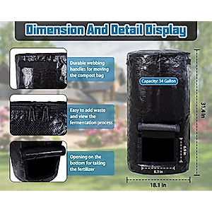 MyLifeUNIT Compost Bins Outdoor, Reusable Yard Waste Bags, 34 Gallon (2 Pack)