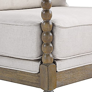 OSP Home Furnishings Fletcher Spindle Accent Chair, Brush Charcoal Finish with Linen