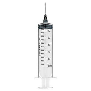 12 Pack 60ml Syringes with 16Gx1.0'' Blunt Tip Fill Needles and Storage Caps(Luer Lock)-Dozen Pack