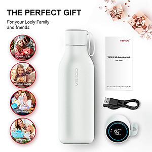 vsitoo Self-Cleaning Water Bottle, 33oz Insulated Stainless Steel BPA-Free Smart Water Bottle, Touch Screen APP Control & Auto-Cleaning, Thermal Flask for Travel, White
