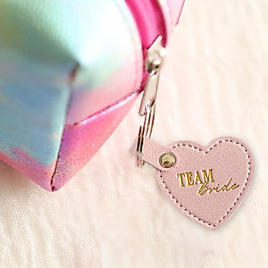 GroomBrideGifts Bridesmaid Gifts Bachelorette Party Favors Decorations For Women 10 Pcs Team Bride Keychains.（Light Pink）