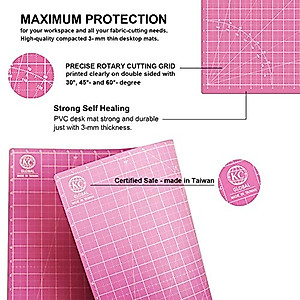 KC GLOBAL A1 (36"x24") Self-Healing Cutting Mat (Pink) - Sturdy, Reversible, Eco-Friendly, Non-Slip. Premium Desk Mat for Crafters, Quilters, and Hobbyist