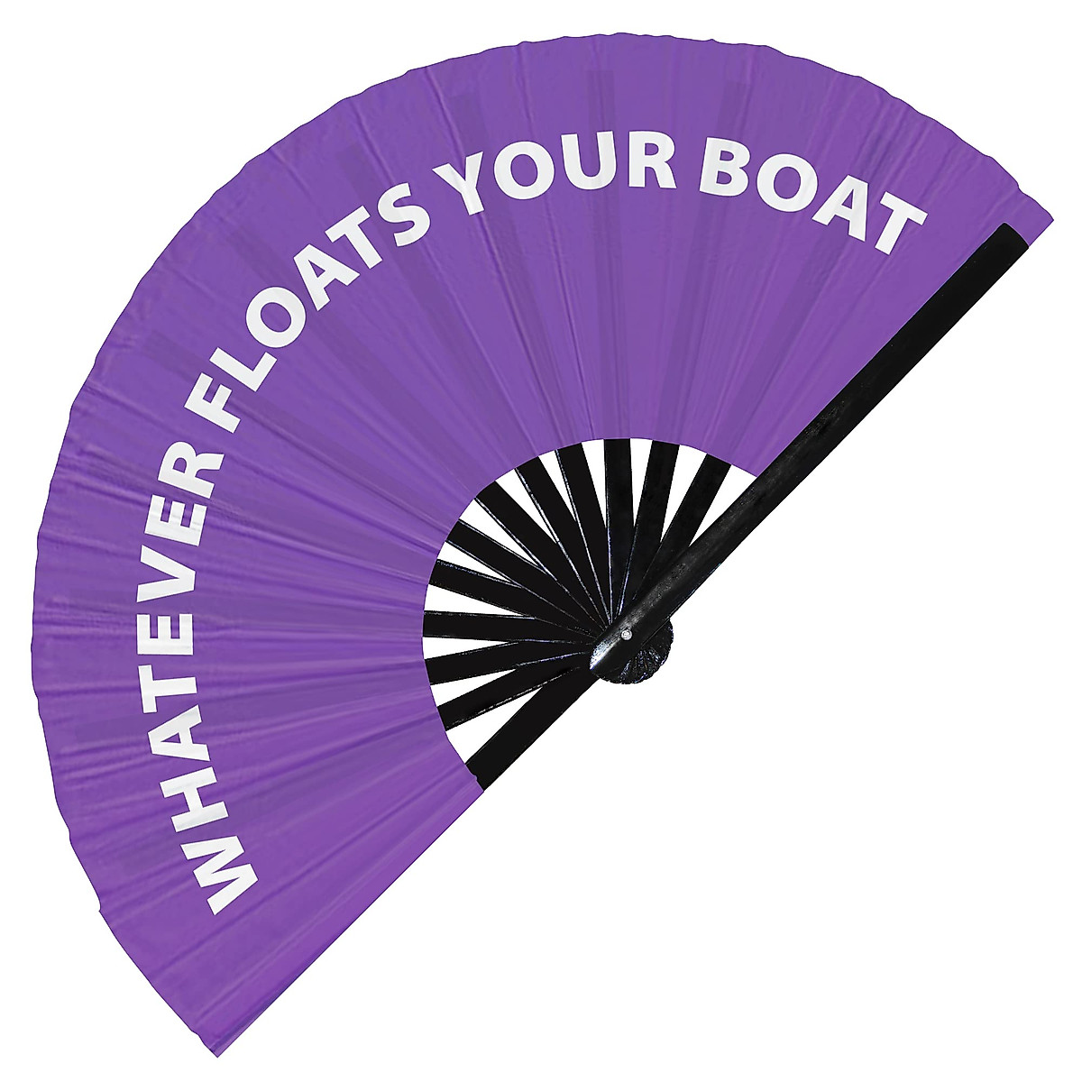 Whatever Floats Your Boat hand fan foldable bamboo circuit hand fan funny gag slang words expressions statement gifts Festival accessories Rave handheld Circuit event fan Clack fans (Purple)