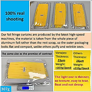 Vanujoy 3pcs Macaron Yellow Tinsel Foil Fringe Backdrop Curtains Party Decoration - Party Door Wall Streamer Photo Backdrop for Birthday Wedding Engagement Bridal Shower Decoration