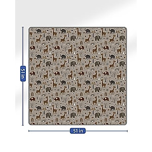 Baby Splat Mat for Under High Chair, 51 x 51 Inch Splash Mat, Waterproof and Washable Spill Mat, Anti-Slip Floor Protector, Elephant&Giraffe