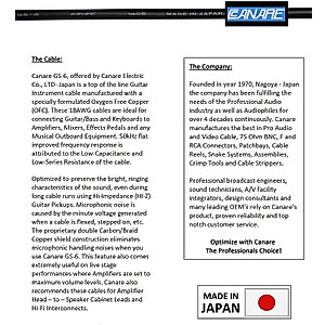 WORLDS BEST CABLES 6 Units - 6 Inch - Canare GS-6 - Guitar Bass Effects Instrument, Patch Cable with Premium Gold Plated (6.35mm) Low-Profile, R/A Pancake Type TS Connectors - Custom Made