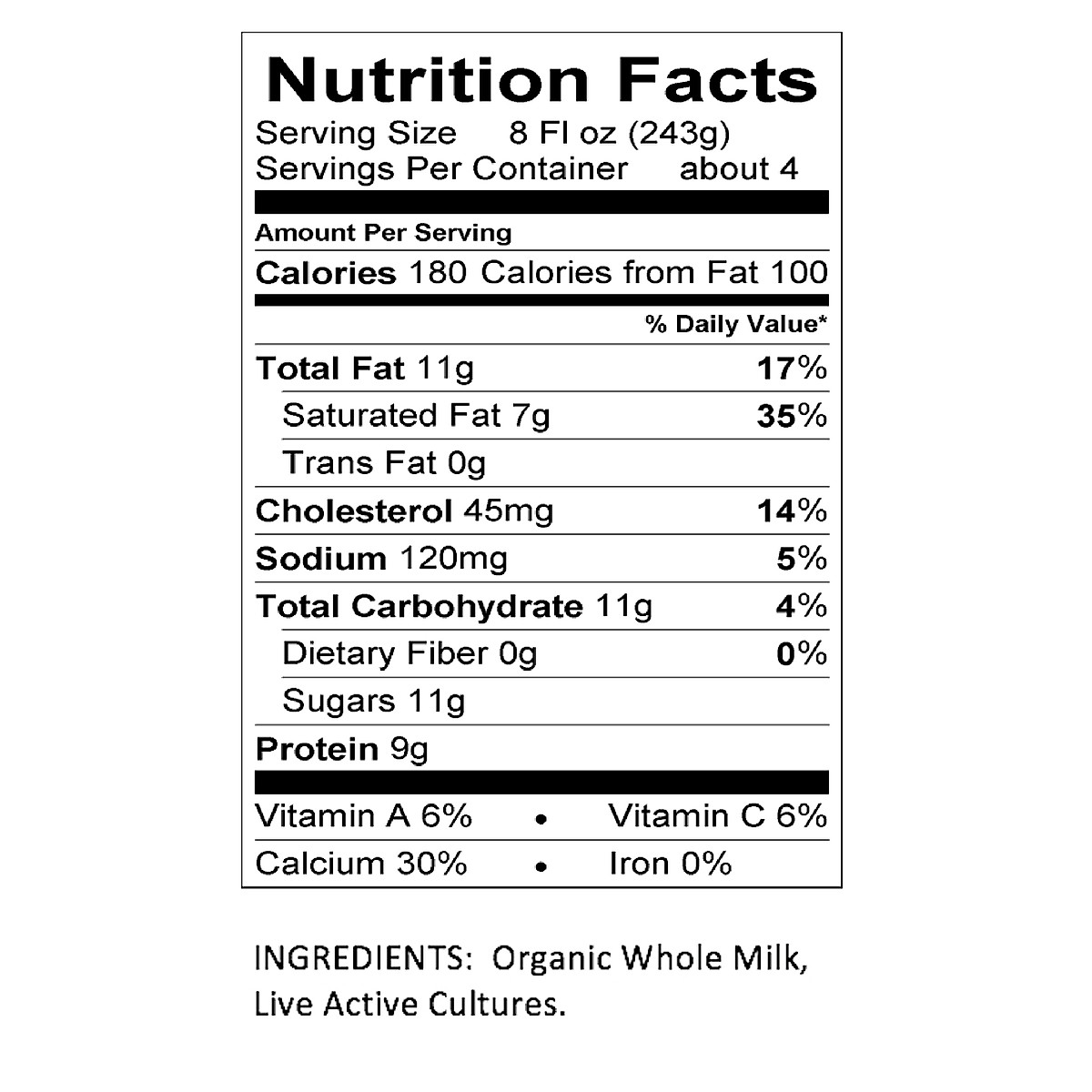 Maple Hill Crea mery, 100% Grass Fed Kefir, Plain, Organic 32 Ounce