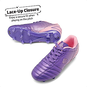 DREAM PAIRS Boys Girls SUPERFLIGHT-1K Outdoor Football Shoes Soccer Cleats Light/Purple/Pink Size 1 Little Kid