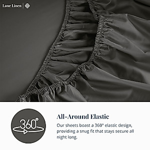 Lane Linen Queen Sheet Set - 600 TC Black Sheets Queen Size Bed Set - 100% Cotton Black Bed Sheets Queen Size Set, Ultra Soft Queen Bed Sheets Set, Sateen Weave Cotton Sheets Queen Size Set - Charcoal