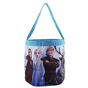 Disney Frozen 2 Elsa Anna Girls Collapsible Gift Basket Bucket Tote Bag (One Size, Blue/Purple)