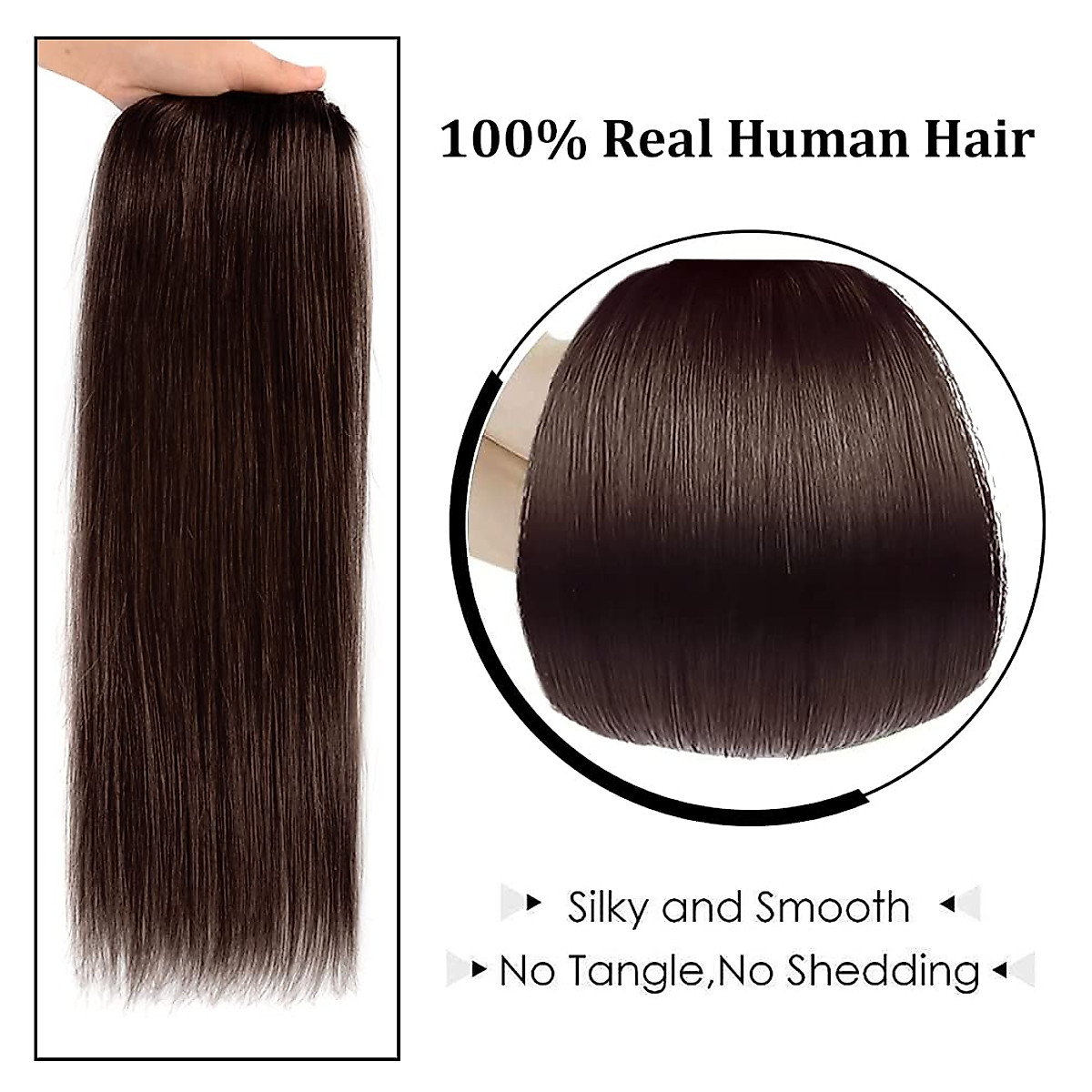 14" Clip in Hair Extensions Remy Human Hair for Women - Silky Straight Human Hair Clip in Extensions 50grams 4pieces Dark Brown #2 Color