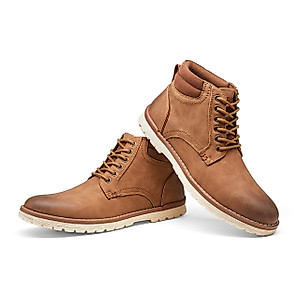 Vostey Men's Boots Winter Hiking Boots Water-resistant Casual Chukka Boots for Men (BMY673 yellow brown size 10.5)