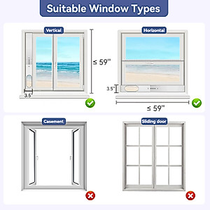 CASSAIO Portable Air Conditioner Window Kit,Seamless Portable AC Window Vent Kit with 5.9" Universal Exhaust Hose Adapter,Adjustable Window Seal Plates for Sliding Window