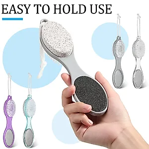 Sieral 4 Pack Pumice Stone Brush for Feet 4 in 1 Scrubber Foot Care Pedicure Kit with Grinding Pumice, Cleaning Brush, Foot File and Rubbing Footplate for Women Men Home Care Set