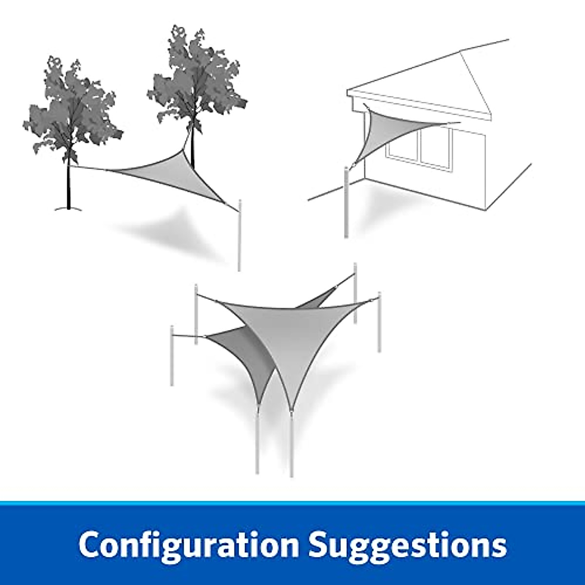 Coolaroo Shade Sail, Triangle Ready to Hang Shade Sail, 12', Latte