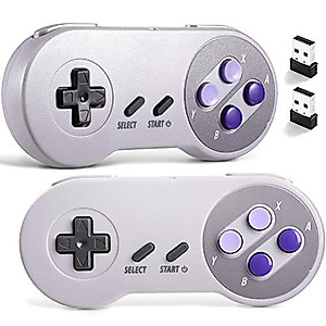 suily Wireless USB Controller for SNES NES Emulator, 2.4GHz USB Gamepad Classic Game Controller Joypad for Windows Laptop PC Mac Raspberry PI System (2 Pack)