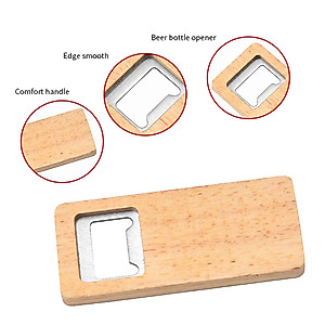 Plmvhpb 15Pcs Wood Beer Bottle Opener Wooden Handle Corkscrew Steel Square Openers Bar Kitchen Accessories Party Gift