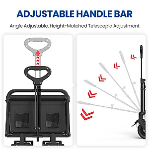 OFFBAIKU Collapsible Folding Wagon with 330lbs Weight Capacity Wagon Cart Heavy Duty Foldable with Big All-Terrain Wheels Beach Wagon Utility for Beach,Sand,Camping,Black