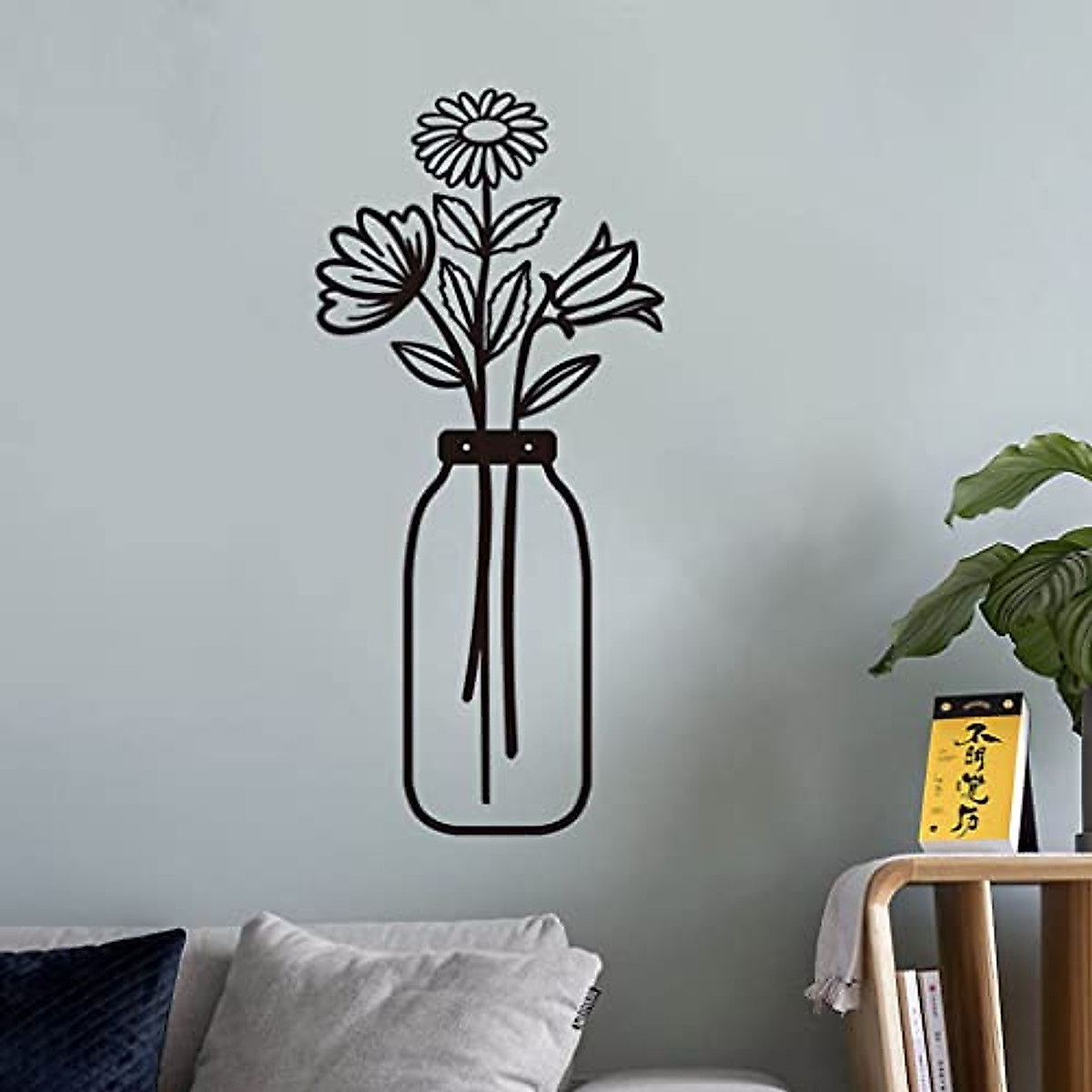 balikha Iron Flowers Ornament Qmetalart Hanging Decorations Vase Statue Figurines Modern Home Bathroom Garden Fence Decor Gift - 406x190x1.8mm